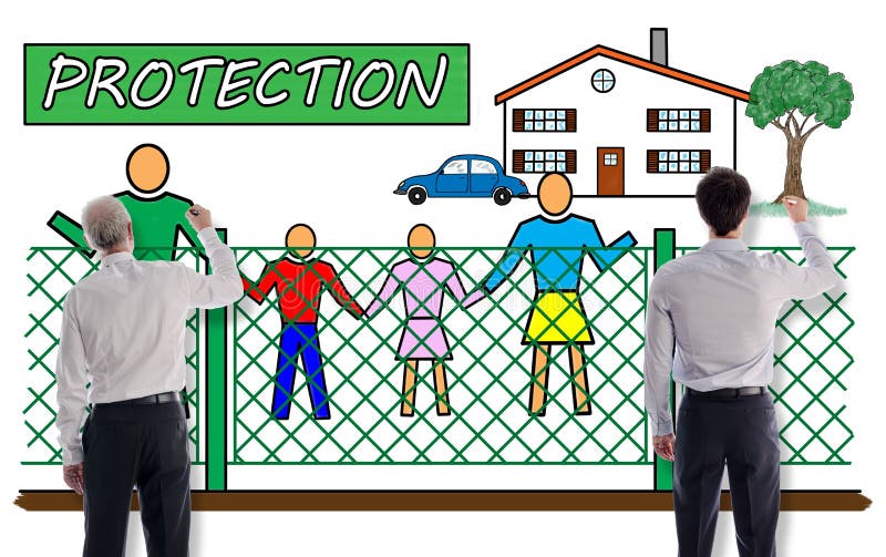 Protection Concept Drawn by Businessmen Stock Photo - Image of life ...
