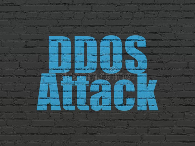 Protection Concept: DDOS Attack on Wall Background Stock Illustration ...