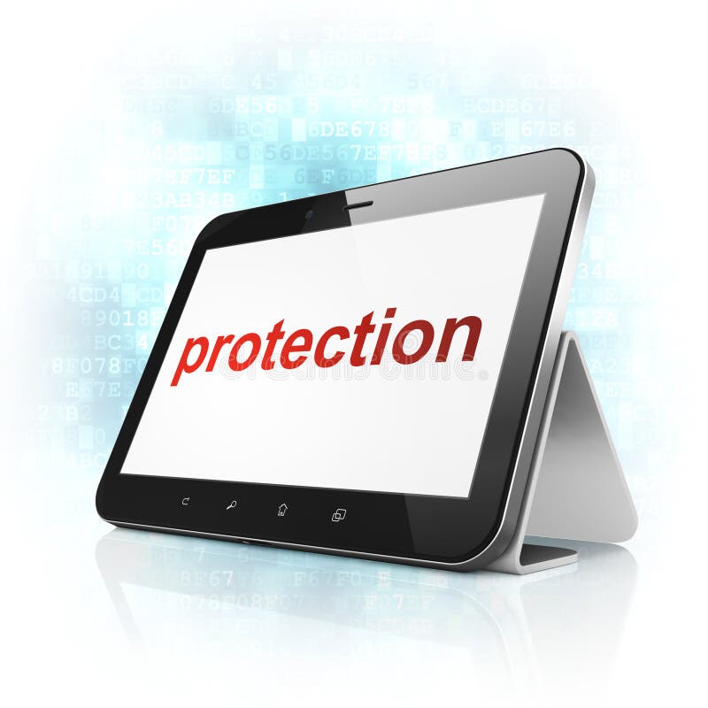 Protection Concept: Protection on Tablet Pc Computer Stock Illustration ...