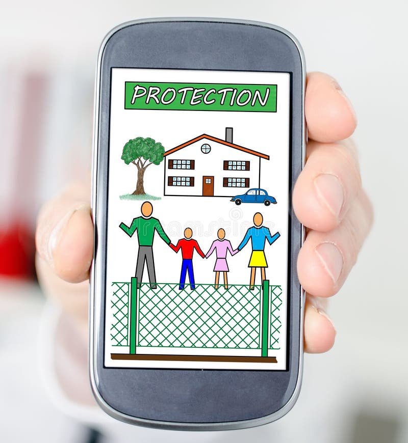 Protection Concept on a Smartphone Stock Image - Image of mobile ...