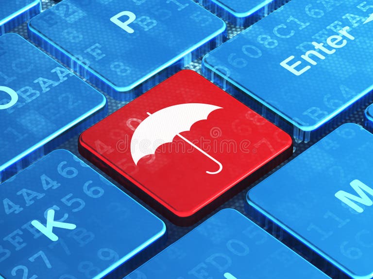 Protection Concept: Umbrella on Computer Keyboard Stock Illustration ...