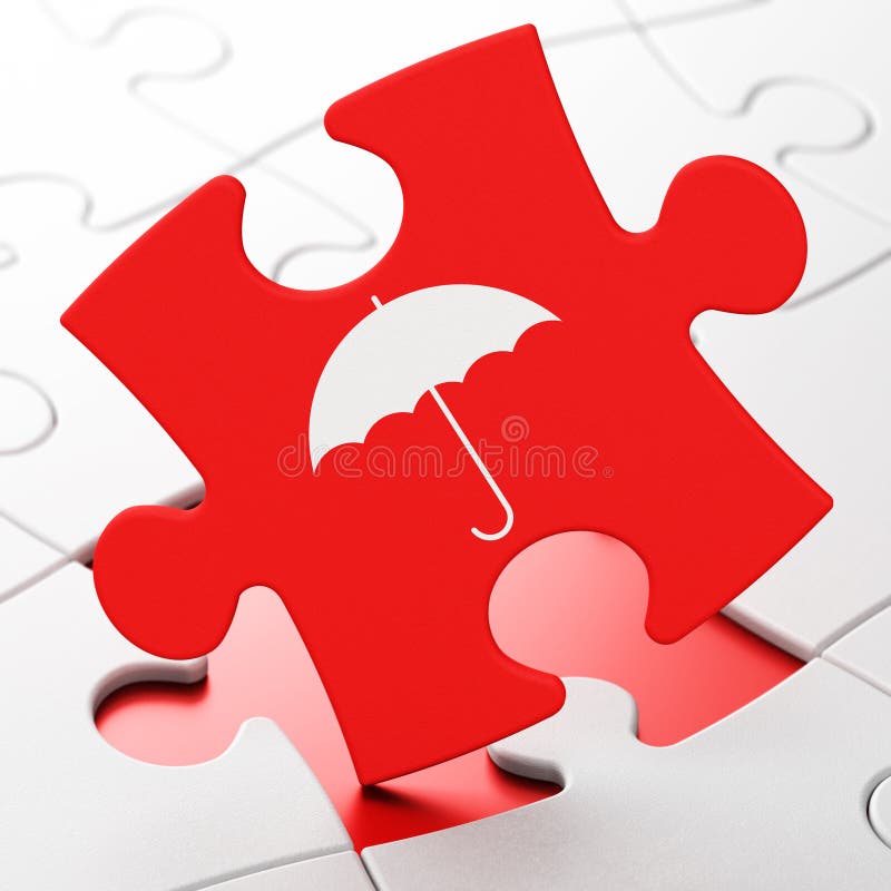 Protection Concept: Umbrella on Puzzle Background Stock Illustration ...