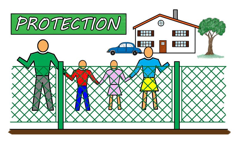 Man Drawing Protection Against Damage Concept Stock Illustration ...