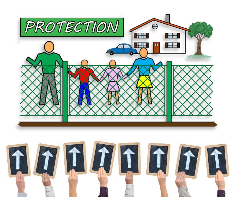 Protection Concept on a Whiteboard Stock Illustration - Illustration of ...
