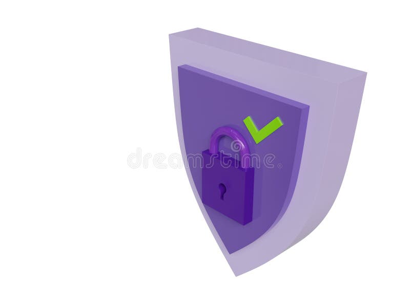Protection Enabled Violet Symbol. 3d Render. Stock Illustration ...
