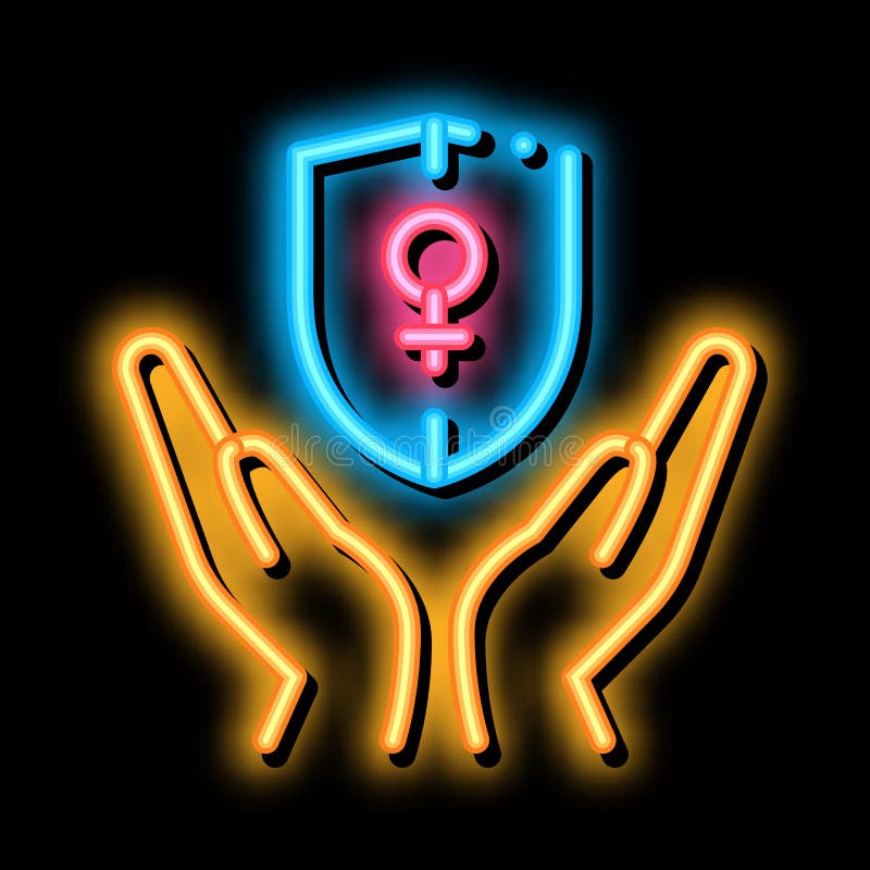 Protection Female Sex Neon Glow Icon Illustration Stock Vector