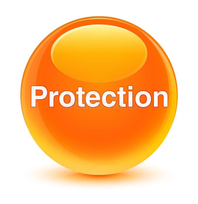 Protection Glassy Orange Round Button Stock Illustration - Illustration ...