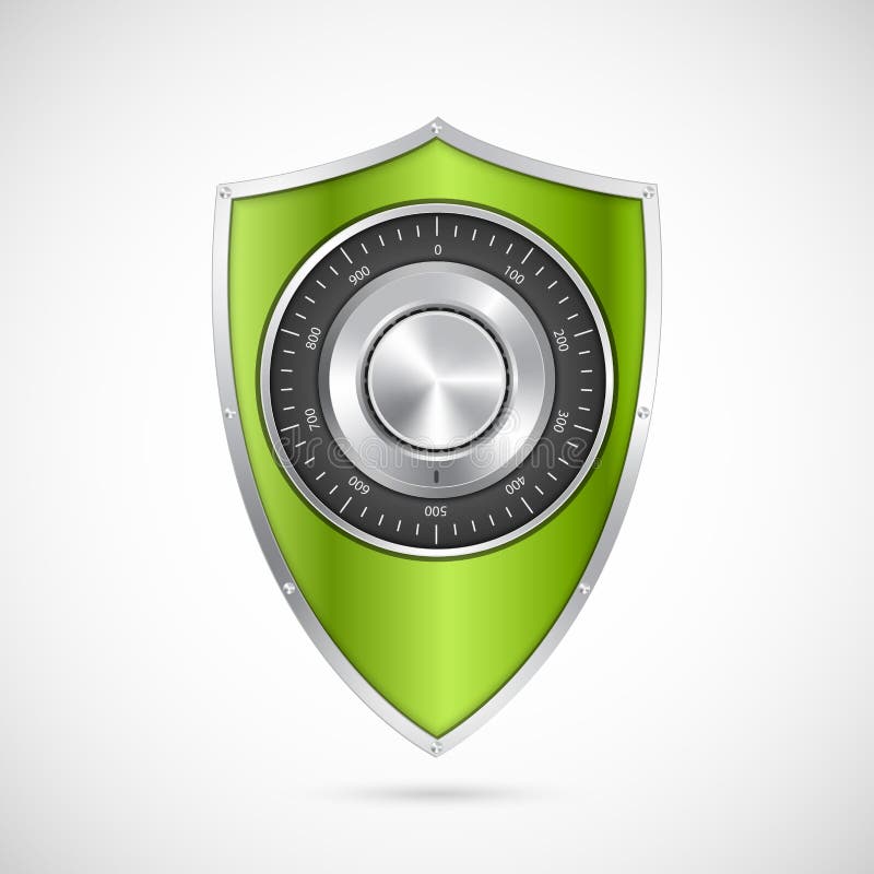 Protection Green Shield with the Combination Lock. Stock Vector ...