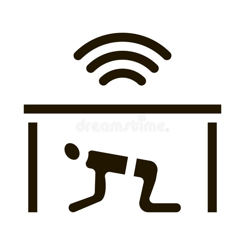 Protection Hide Human Under Table Icon Vector Outline Illustration ...