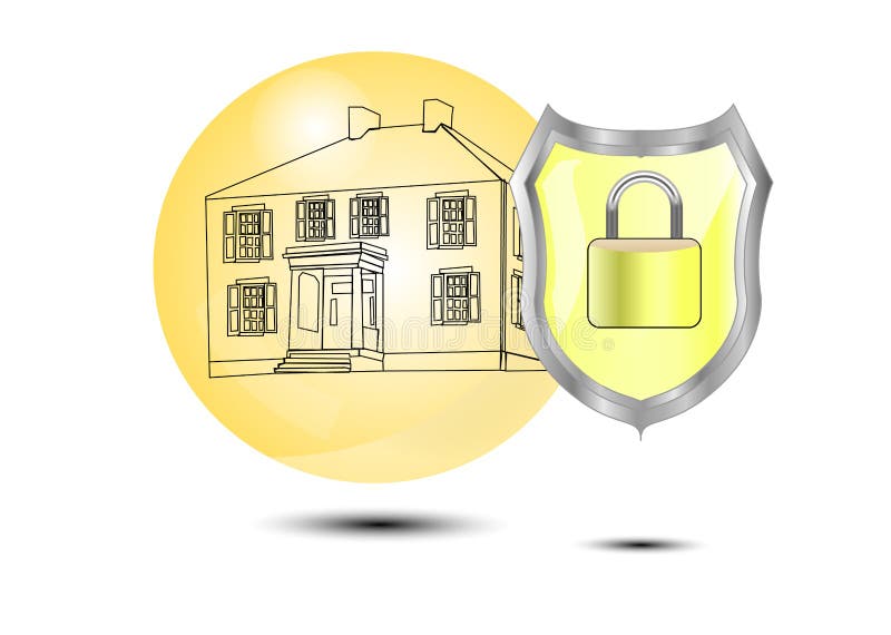 Protection of a House with Shield Stock Illustration - Illustration of ...