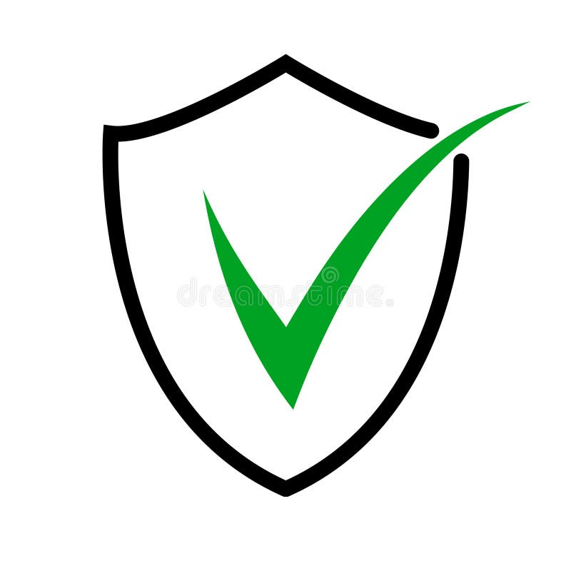 Protection Icon Protecting Shield with Green Checkmark Confirming ...