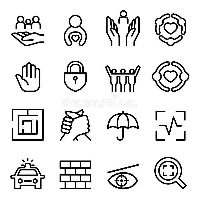 Protection Icon Set Thin Line Style Stock Illustrations – 6,296 ...