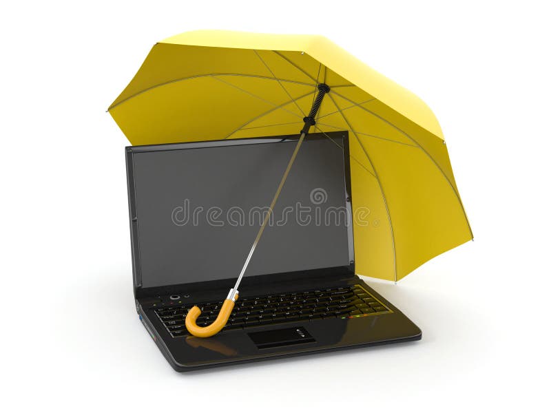 Protection of Information. Laptop and Umbrella Stock Illustration ...