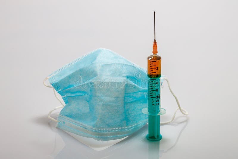 Protection with Injection and Mask Stock Image - Image of drug ...