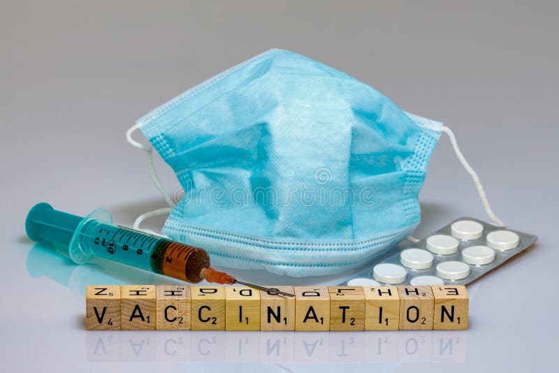 Protection with Injection and Mask Stock Image - Image of illness ...