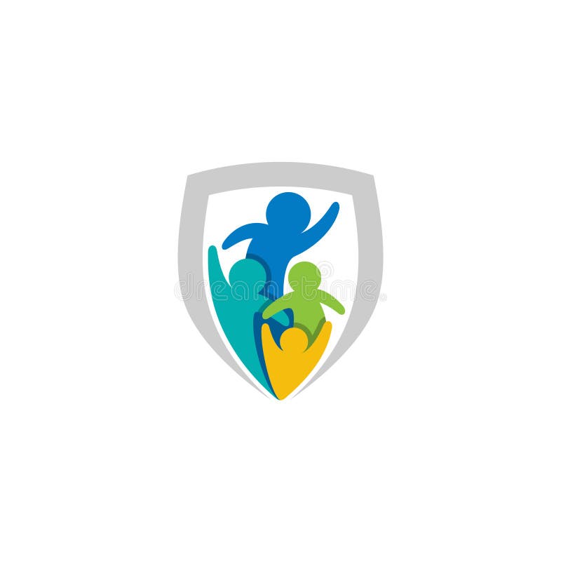 Protection Logo for the Community with a Shield and Human Symbol Stock ...
