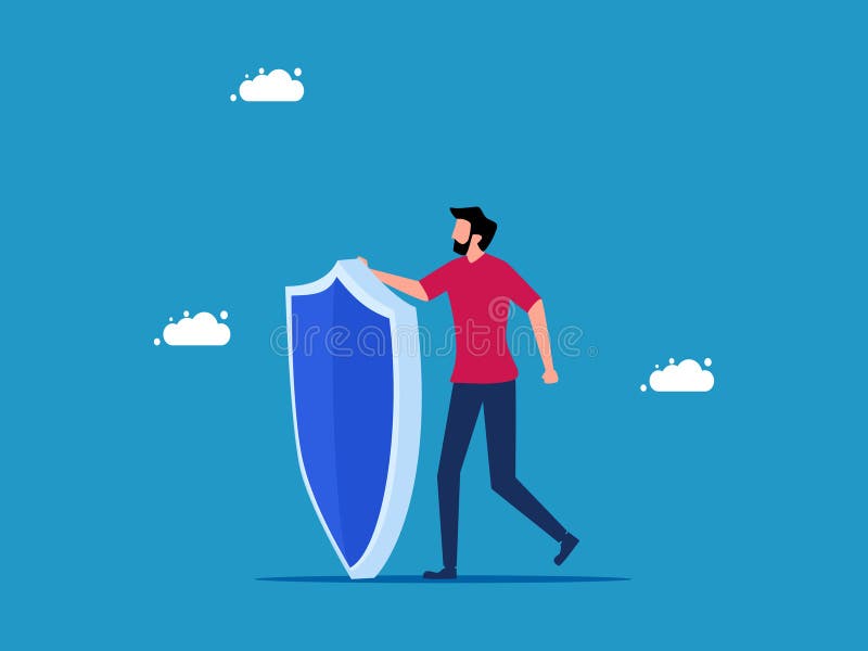 Protection. Man Standing with a Shield Vector Stock Vector ...