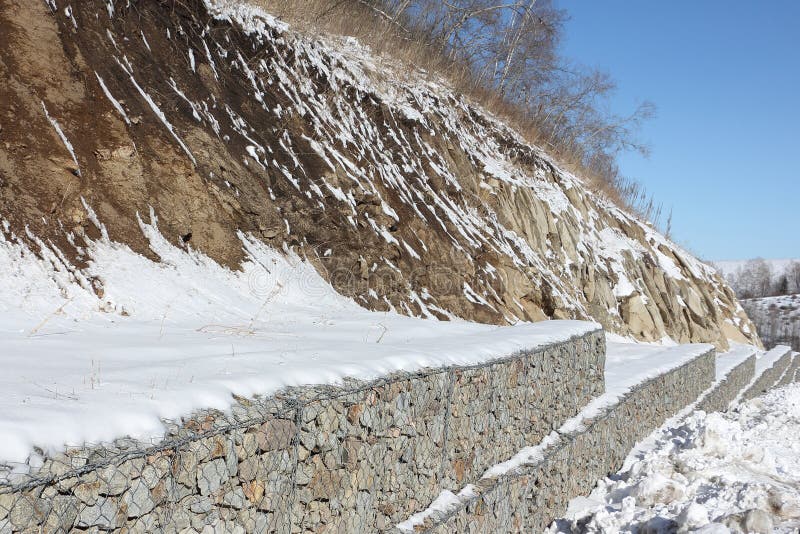 Protection of the Mountain Highway Against Rocky Taluses Stock Photo ...