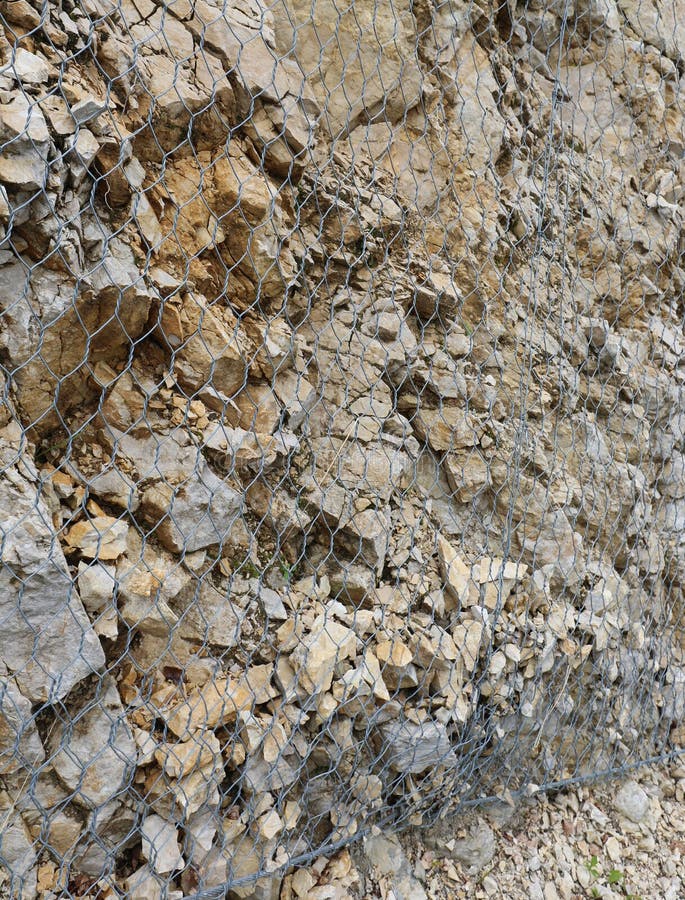 Protection Net in the Mountains To Avoid Falling Stones from the Stock ...