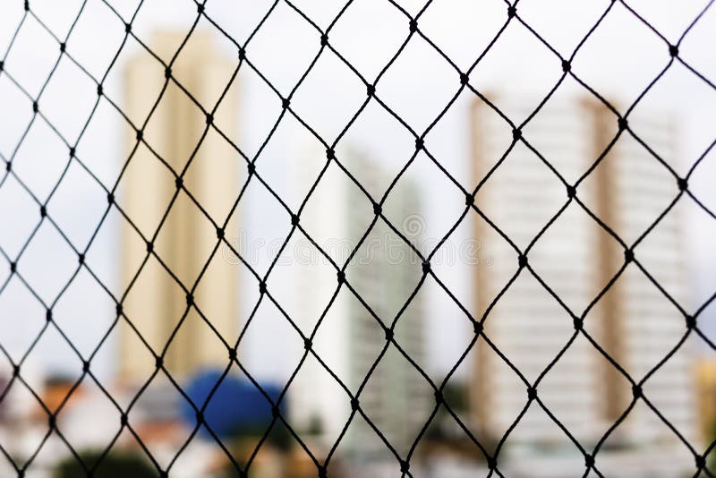 Protection Net in a Window. Stock Image - Image of detail, wall: 225572477