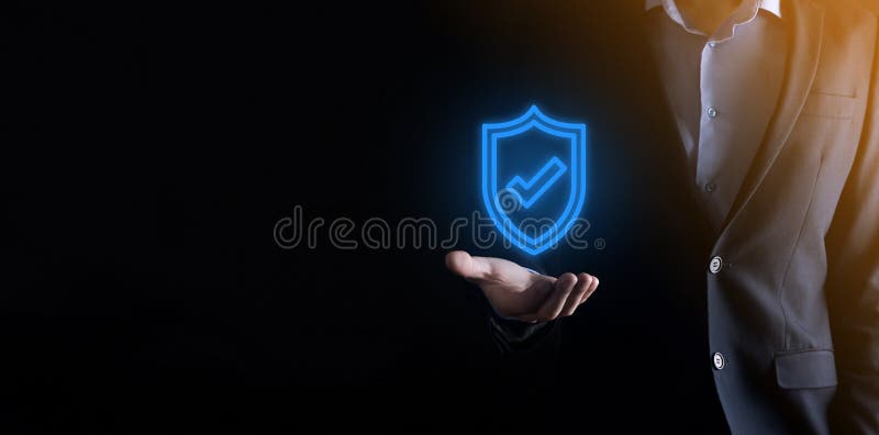 Protection Network Security Computer in the Hands of a Businessman ...
