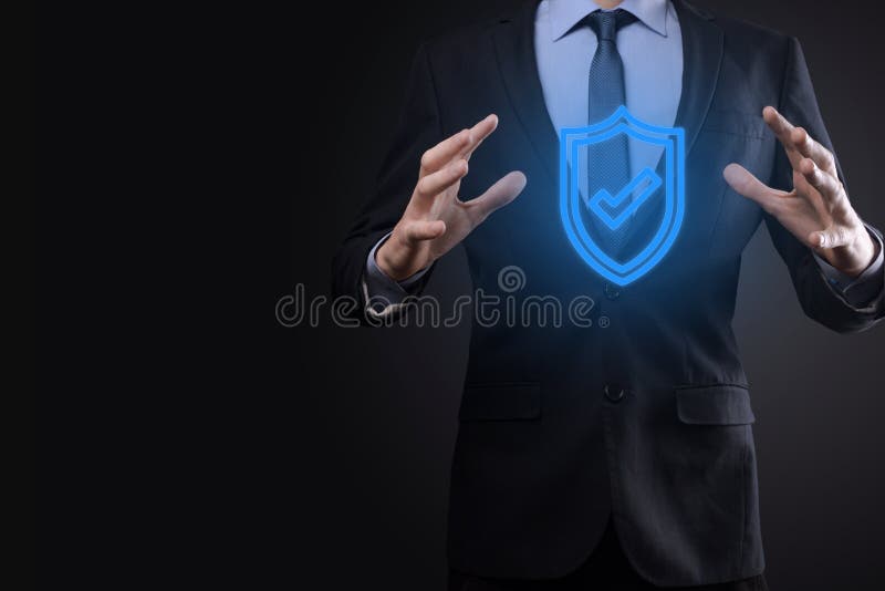 Protection Network Security Computer in the Hands of a Businessman ...