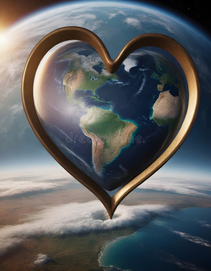 Heart-shaped Globe Beating for the Planet. Stock Illustration ...