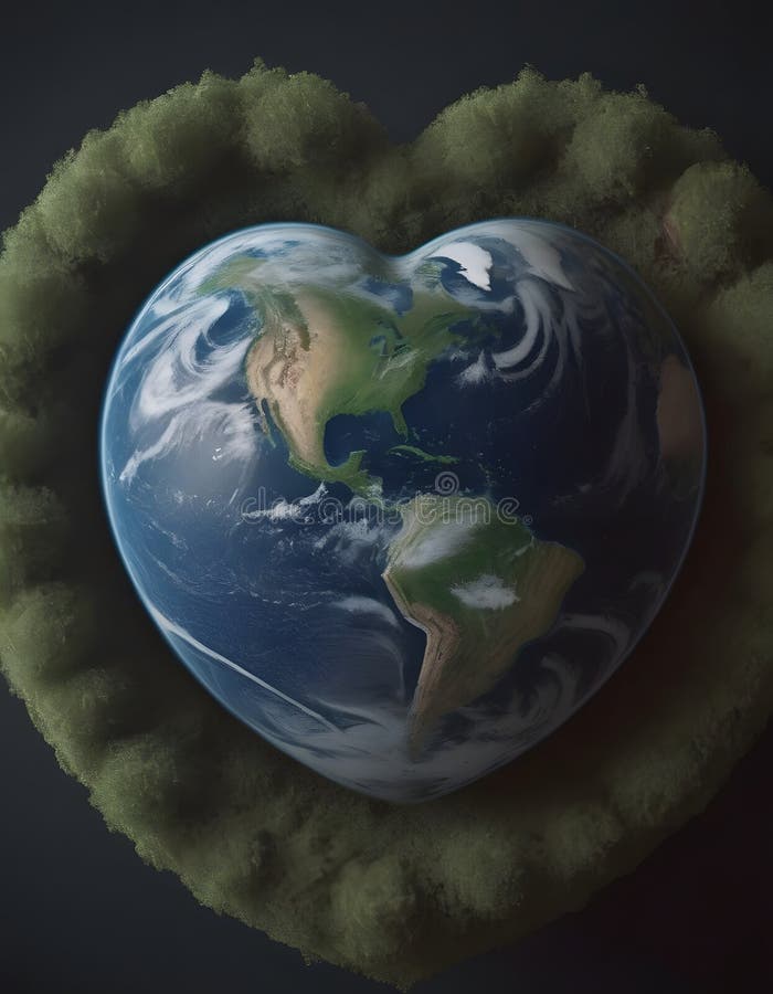 Heart-shaped Globe Beating for the Planet. Stock Illustration ...