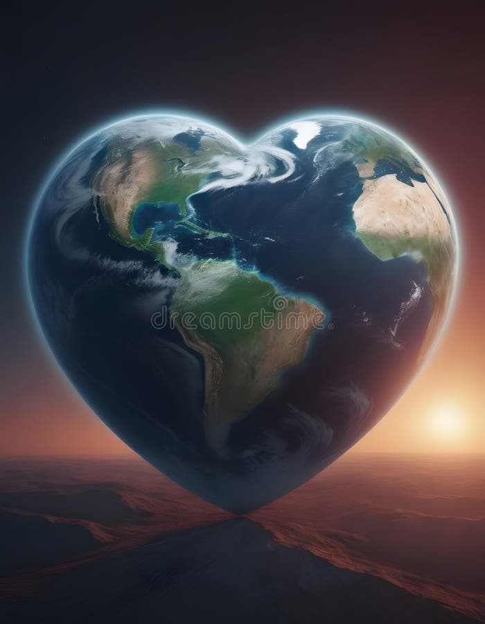 Heart-shaped Globe Beating for the Planet. Stock Illustration ...