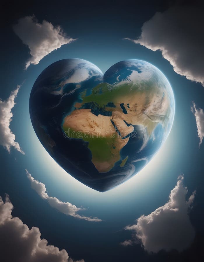 Heart-shaped Globe Beating for the Planet. Stock Illustration ...