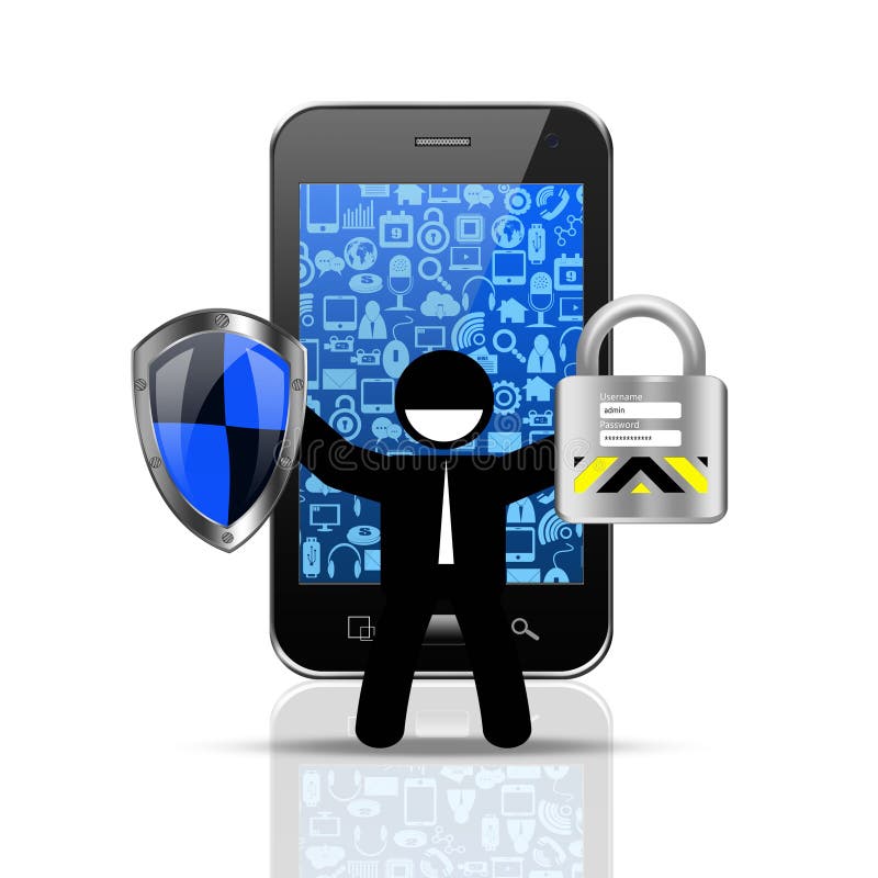 Protection with Padlock,social on Smartphone, Cell Phone Illust Stock ...