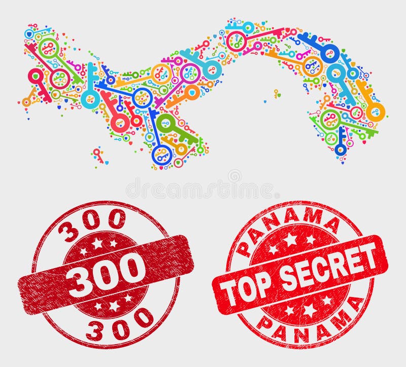 Collage of Protection Panama Map and Scratched 300 Seal Stock Vector ...