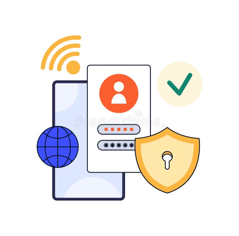 Protection and Security in Internet, Private Data Stock Illustration ...