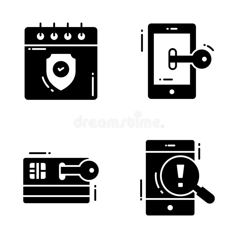 Computer Password, Protection and Security Vector Icons Set Cyber ...