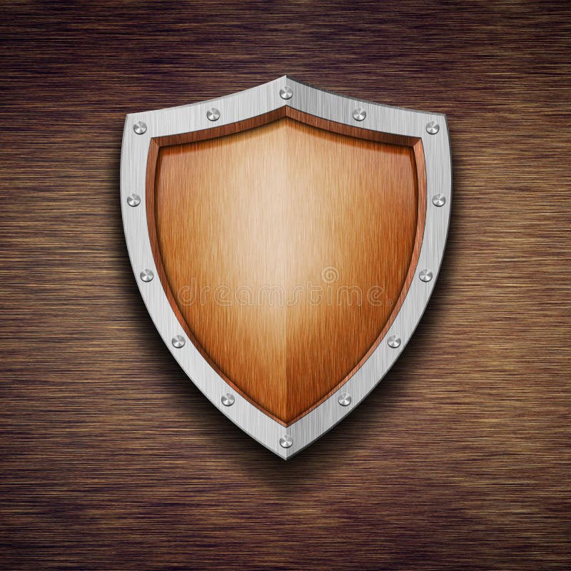 Aged Metal Shield on Wooden Medieval Gates Stock Photo - Image of board ...