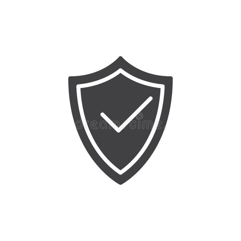 Protection Shield with Check Mark Icon Vector, Filled Flat Sign, Solid ...