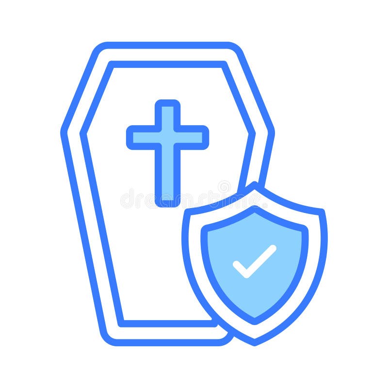 Protection Shield on Coffin Showing Death Insurance Concept Icon Stock ...