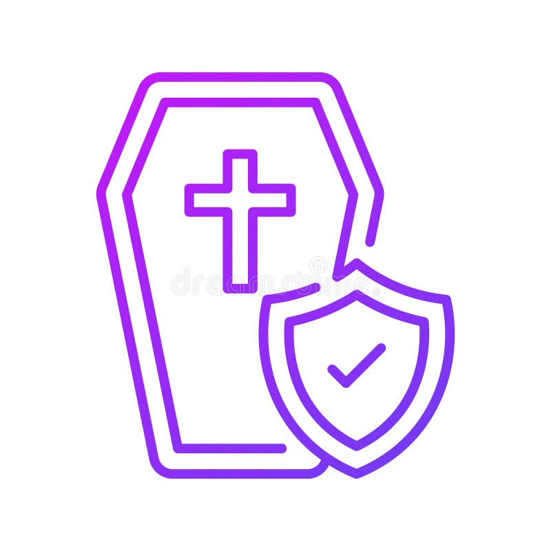Protection Shield on Coffin Showing Death Insurance Concept Icon Stock ...