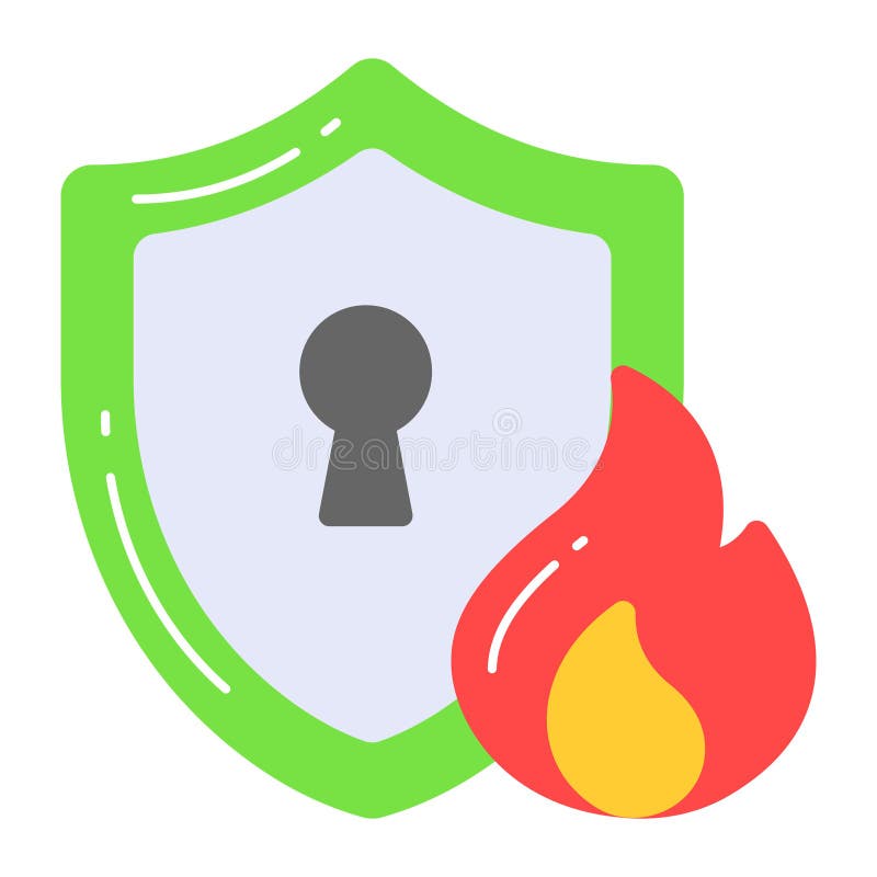 Protection Shield with Fire Flame Showing Concept of Fire Protection ...