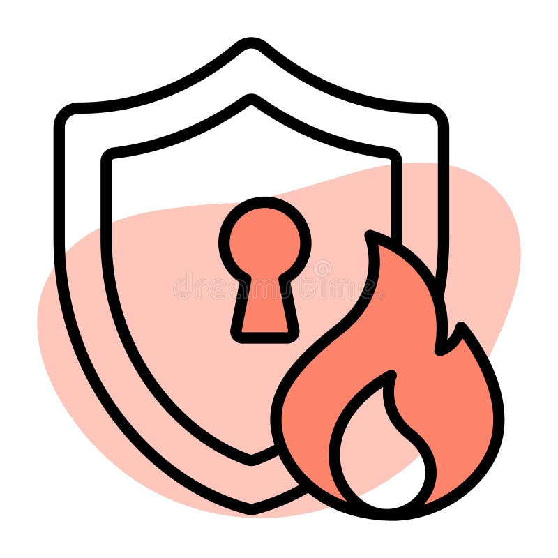 Protection Shield with Fire Flame Showing Concept of Fire Protection ...