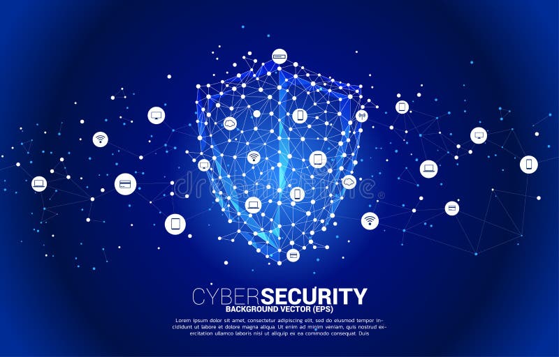 Protection Shield Icon from Dot Connect Line Polygon Network. Stock ...