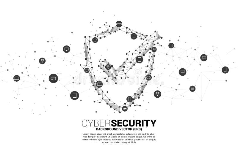 Protection Shield Icon from Dot Connect Line Polygon Network. Stock ...