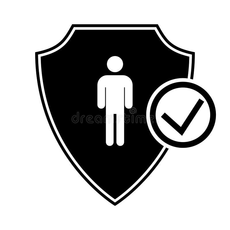 Protection Shield Man Silhouette Icon. Shield Protection Vector Icon ...