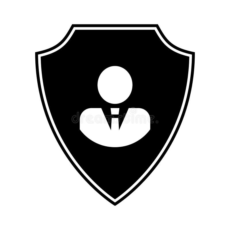 Protection Shield Man Silhouette Icon. Shield Protection Vector Icon ...