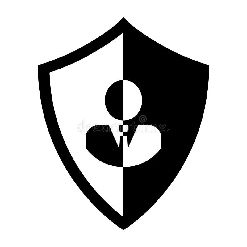 Protection Shield Man Silhouette Icon. Shield Protection Vector Icon ...
