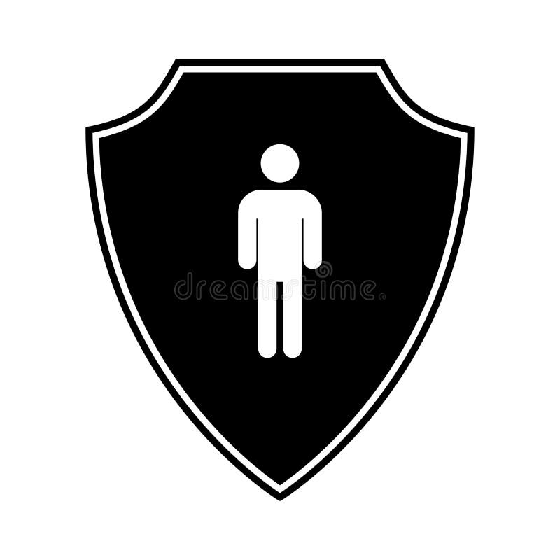 Protection Shield Man Silhouette Icon. Shield Protection Vector Icon ...