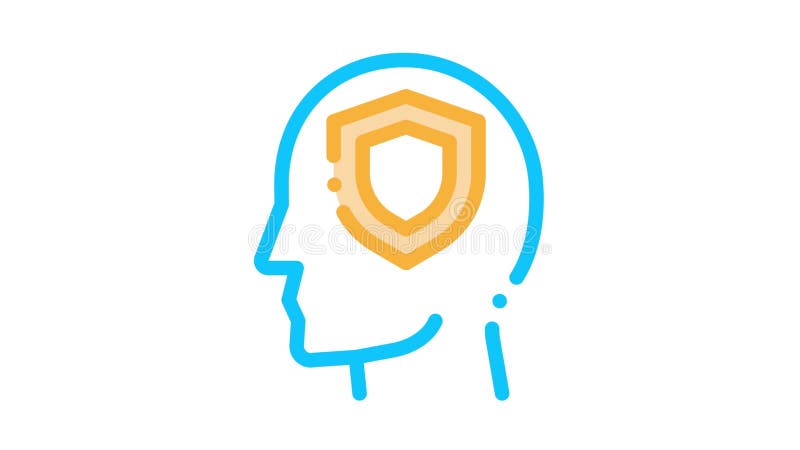 Protection Shield in Man Silhouette Mind Icon Animation Stock Footage ...