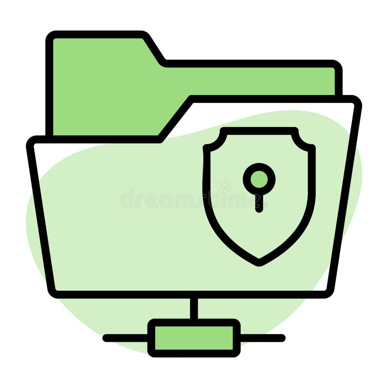 Protection Shield with Network Folder, Concept Vector of Secure Data Network Stock Vector ...