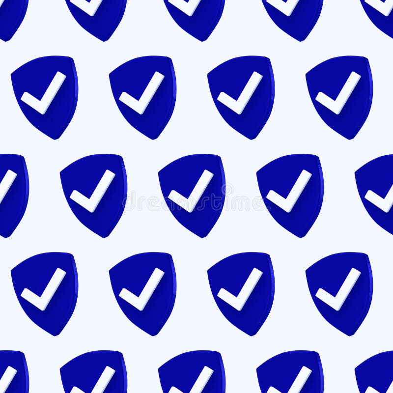 Protection Shield Seamless Pattern. Security Check Icon. Tick Mark ...