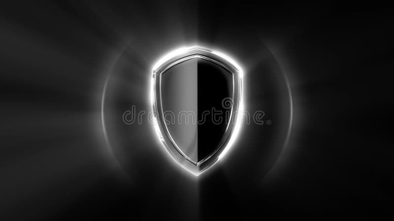 Protection Shield with Shining Lights on Black Background Looped Stock ...